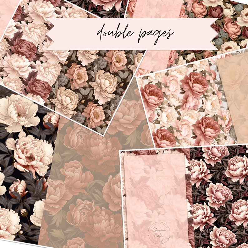 Vintage Peony Junk Journal Kit - Retro Peony Flower Printable Journal ...