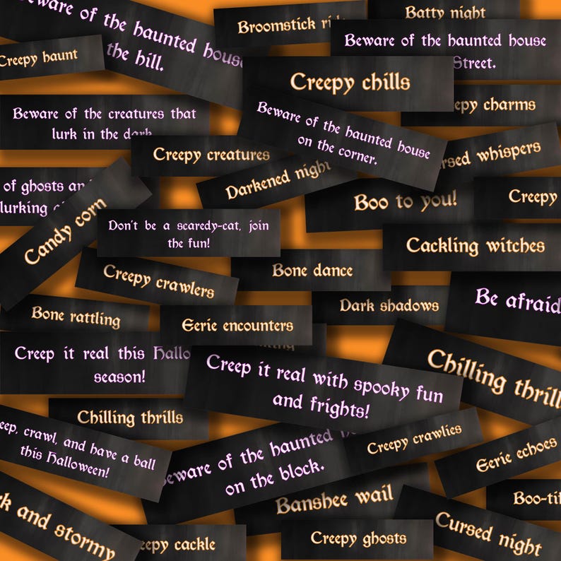 Halloween Junk Journal Words: Spooky Printable Labels (digital) - Etsy