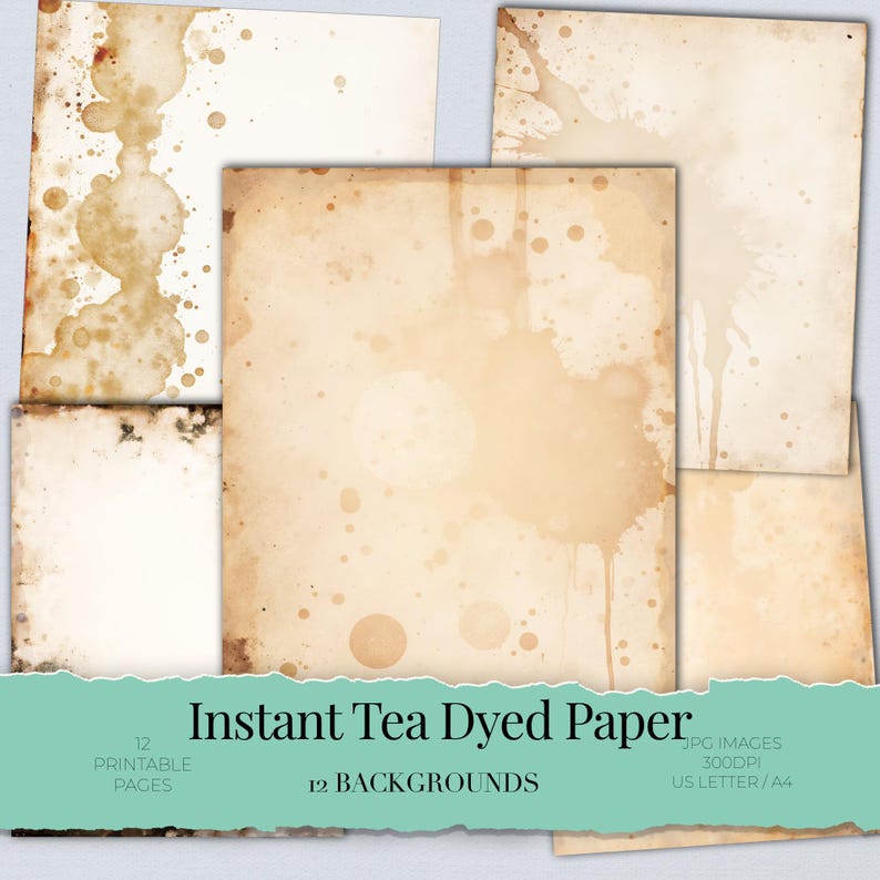 Instant Tea Dyed Digital Paper | Vintage Junk Journal Backgrounds| HLD ...