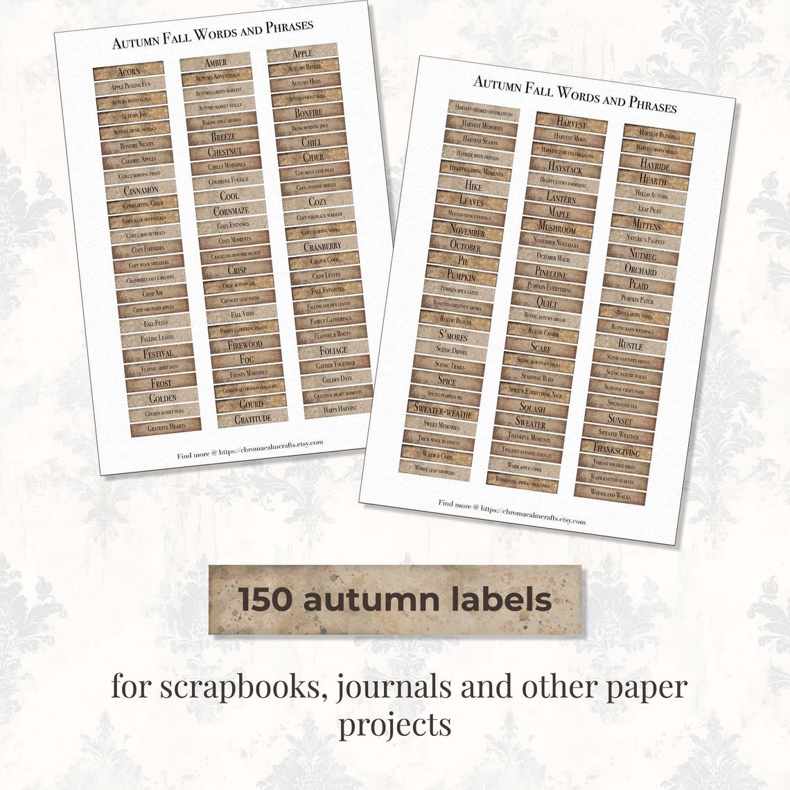 Sentiment Strips Autumn Junk Journal Words, Printable Rustic Labels for ...