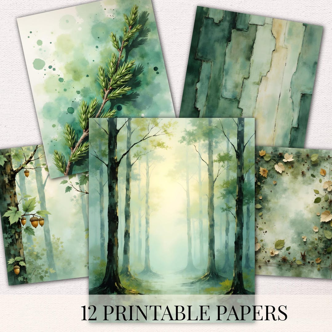 Forest Bathing Printable Paper Pack | Woodland Texture Backgrounds ...