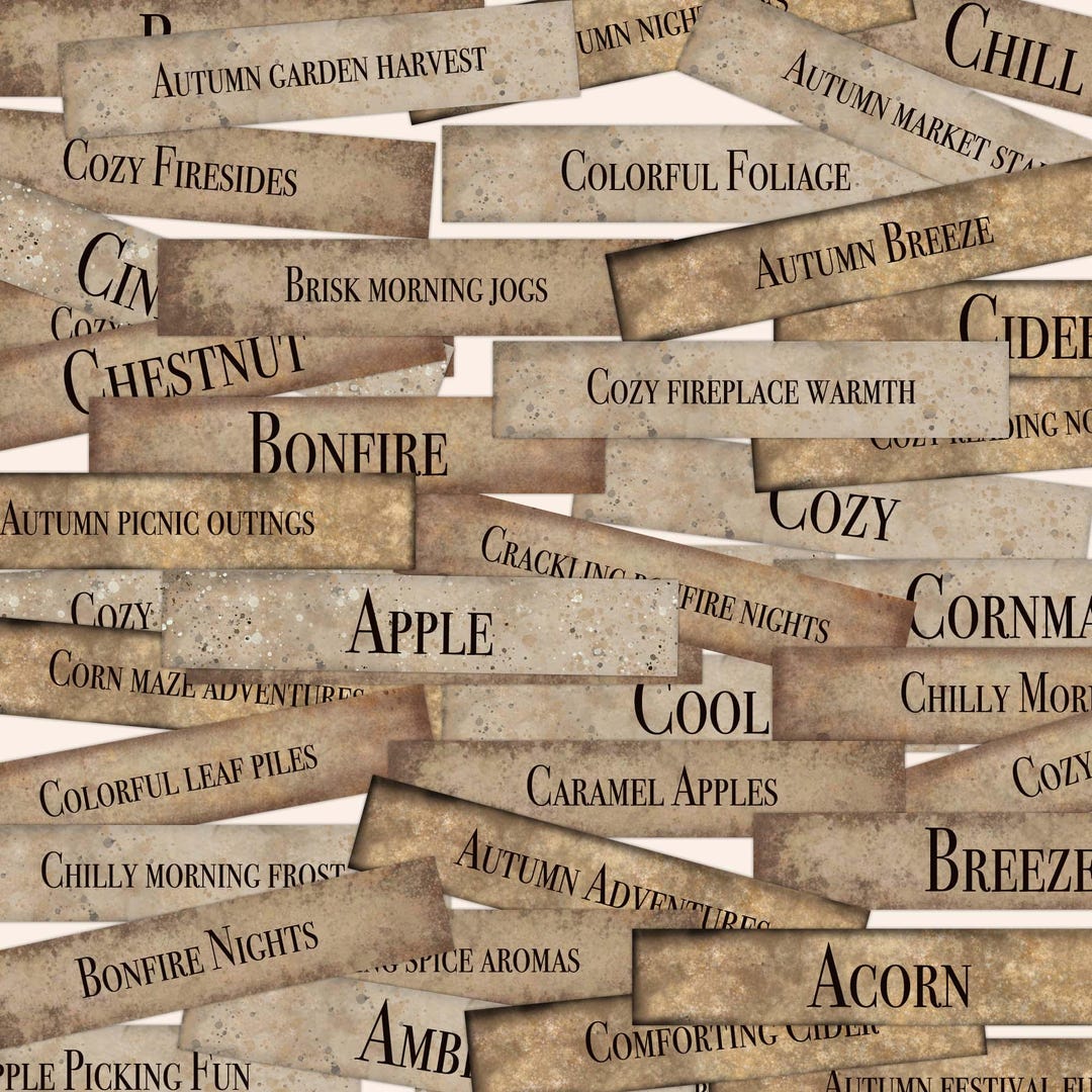 Sentiment Strips Autumn Junk Journal Words, Printable Rustic Labels for ...