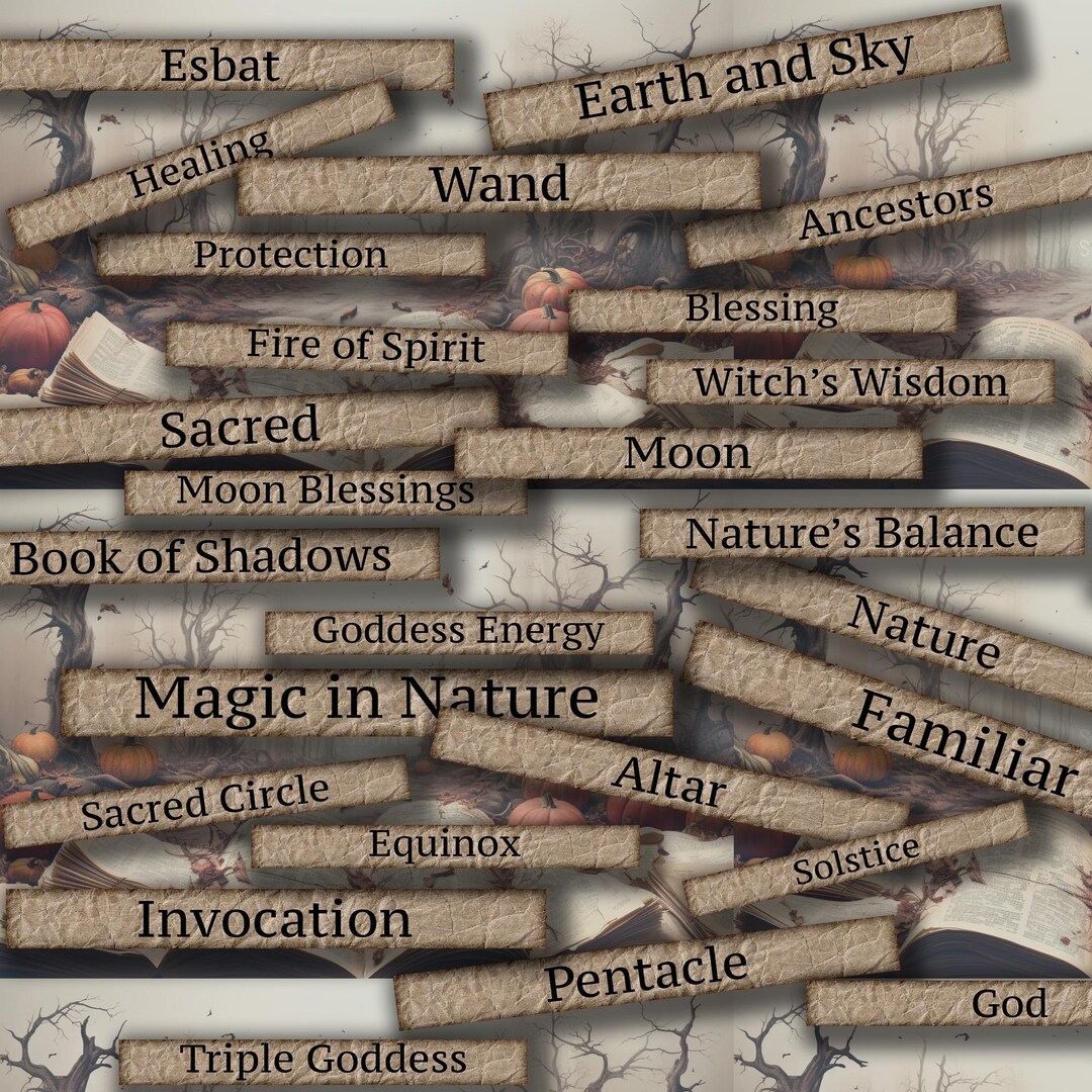 Witch Ephemera Printable, Witchy Words Labels, Wiccan Scrapbooking ...