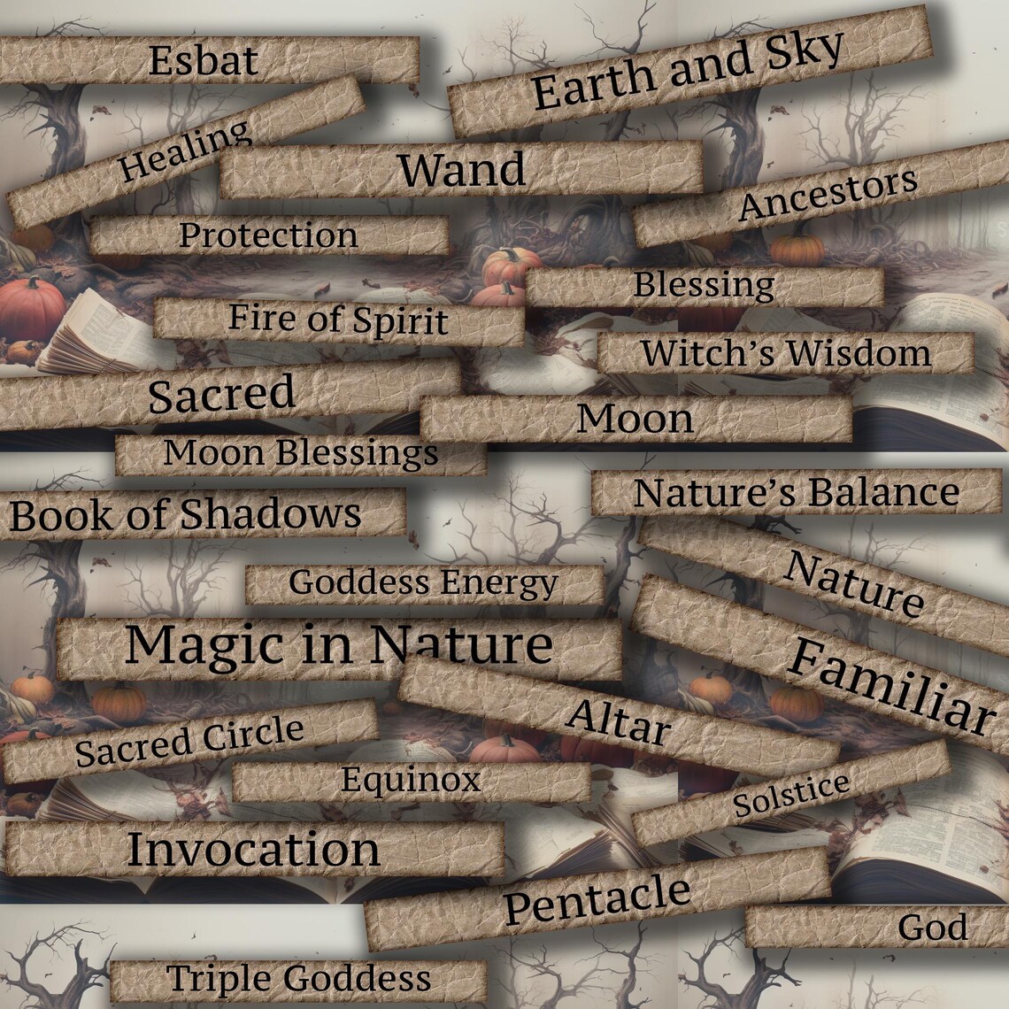 Witch Ephemera Printable, Witchy Words Labels, Wiccan Scrapbooking ...