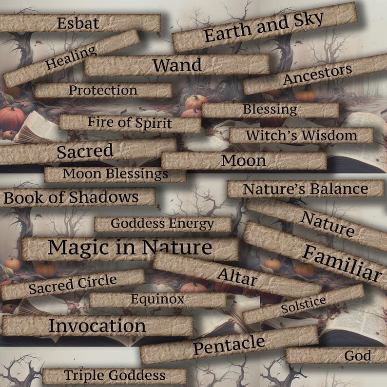Witch Ephemera Printable, Witchy Words Labels, Wiccan Scrapbooking ...
