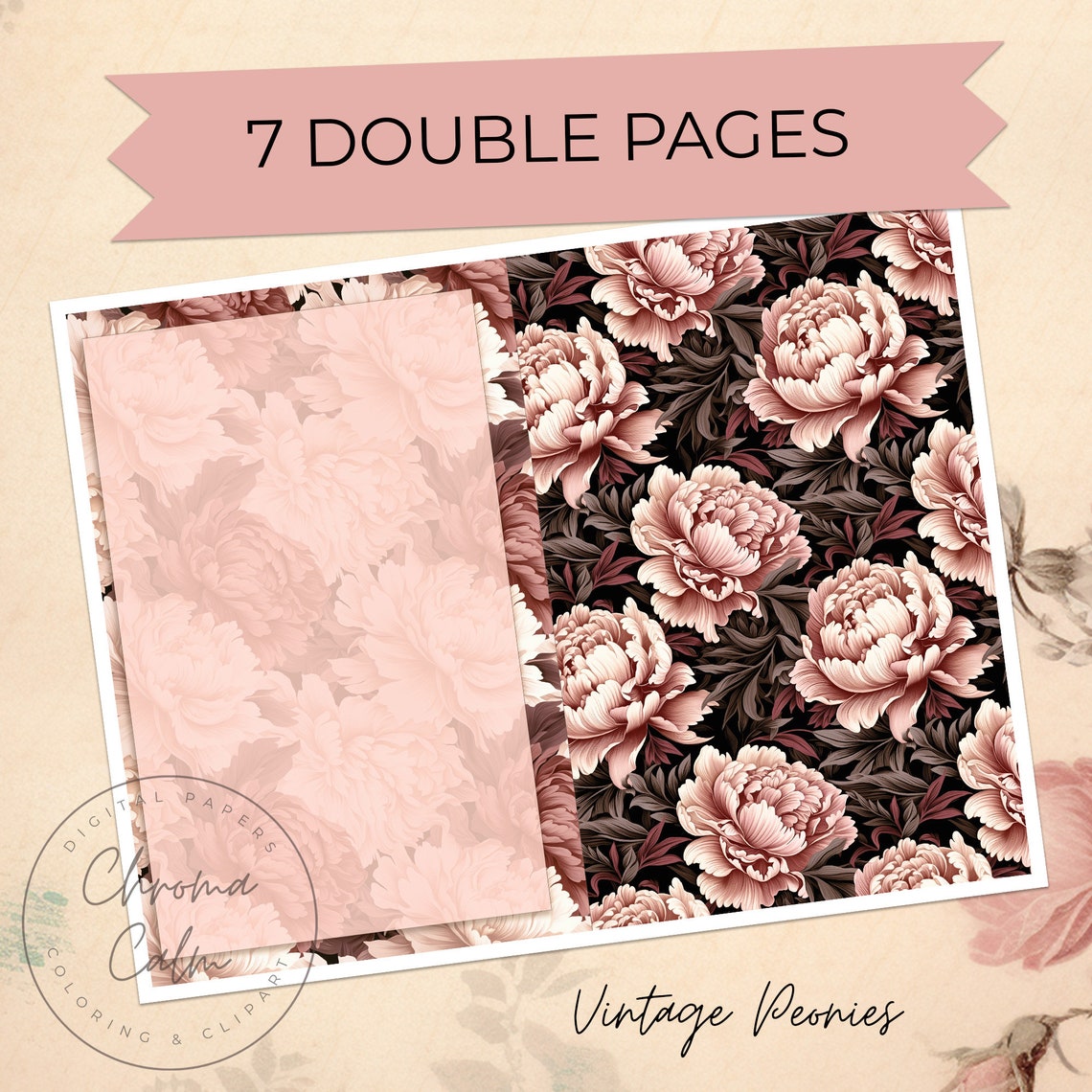 Vintage Peony Junk Journal Kit Retro Peony Flower Printable Journal ...