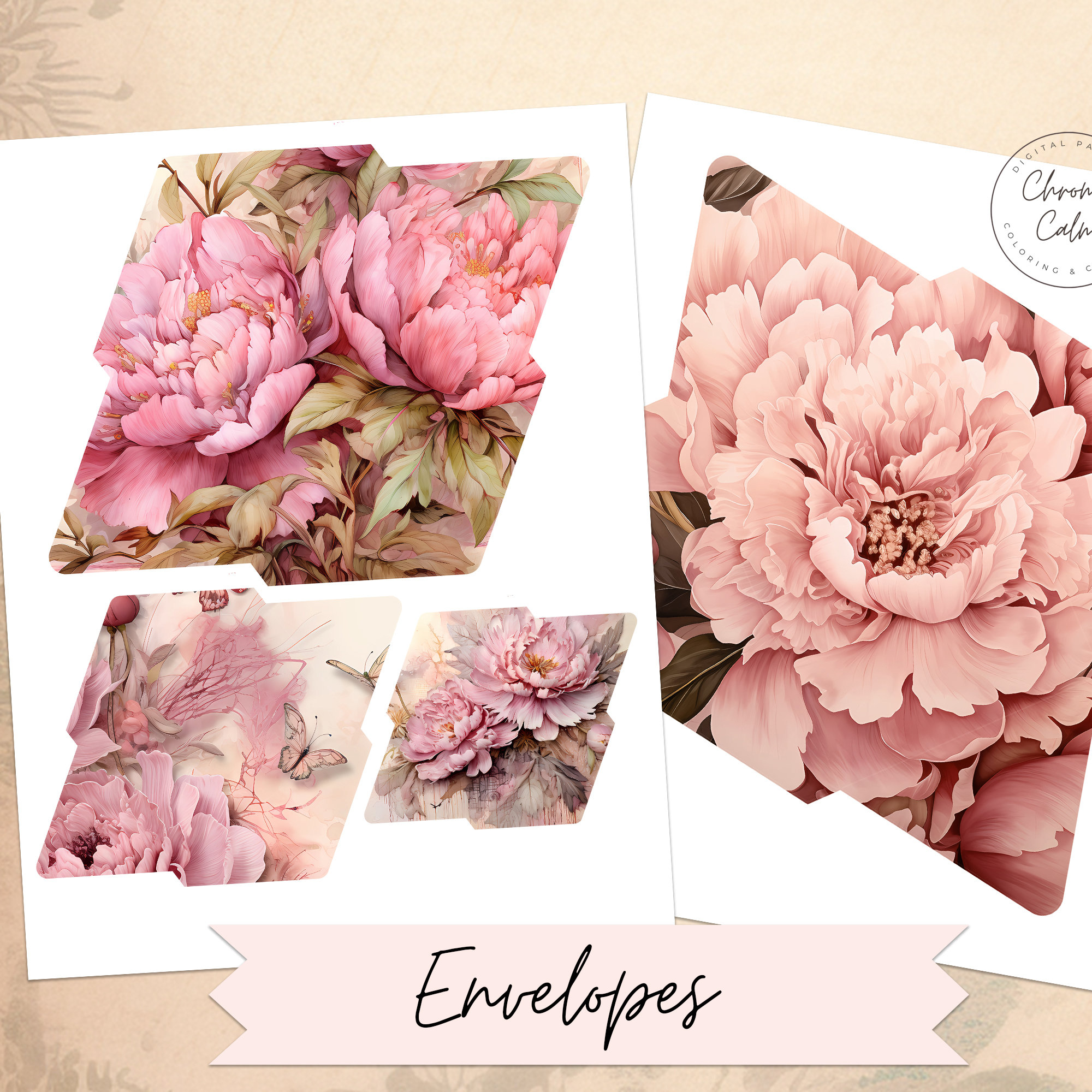Pink Peonies Junk Journal Kit Printable Peony Flower Pages and ...
