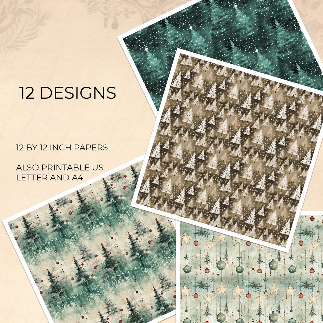 12 Digital Christmas Papers, Seamless Patterns Paper Pack, Junk ...