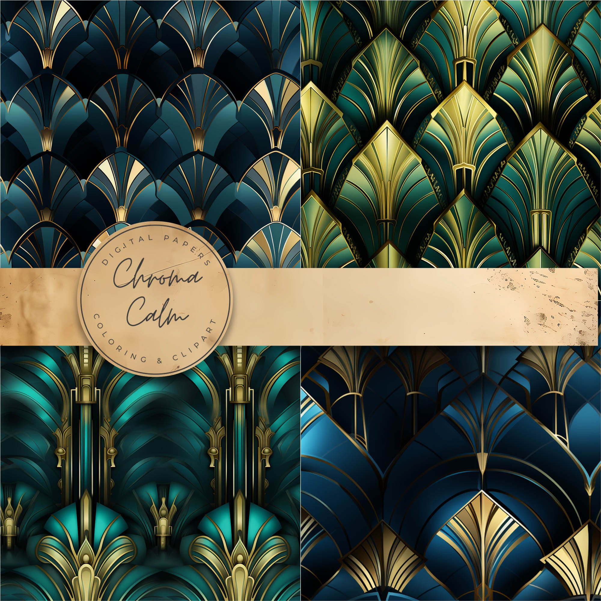 Art Deco Digital Paper Pack - Glamorous 1920s Vintage. Seamless ...