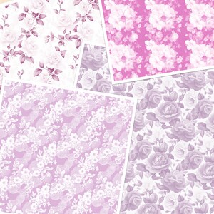 Pink Floral Digital Paper, Pink Purple Seamless Patterns, Commercial ...