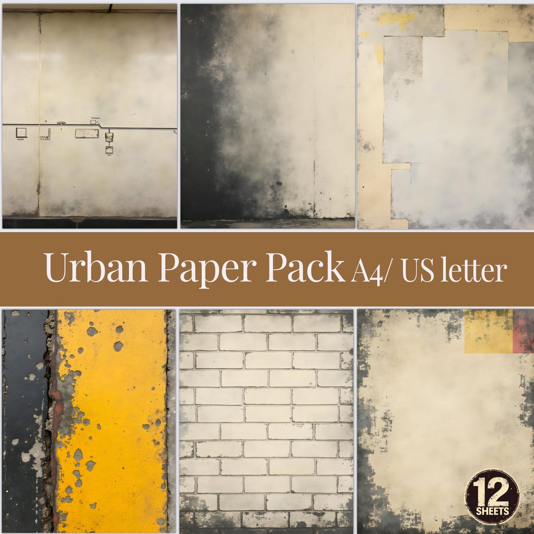Urban Digital Paper Pack – Gritty Metro Wall Junk Journal Backgrounds ...