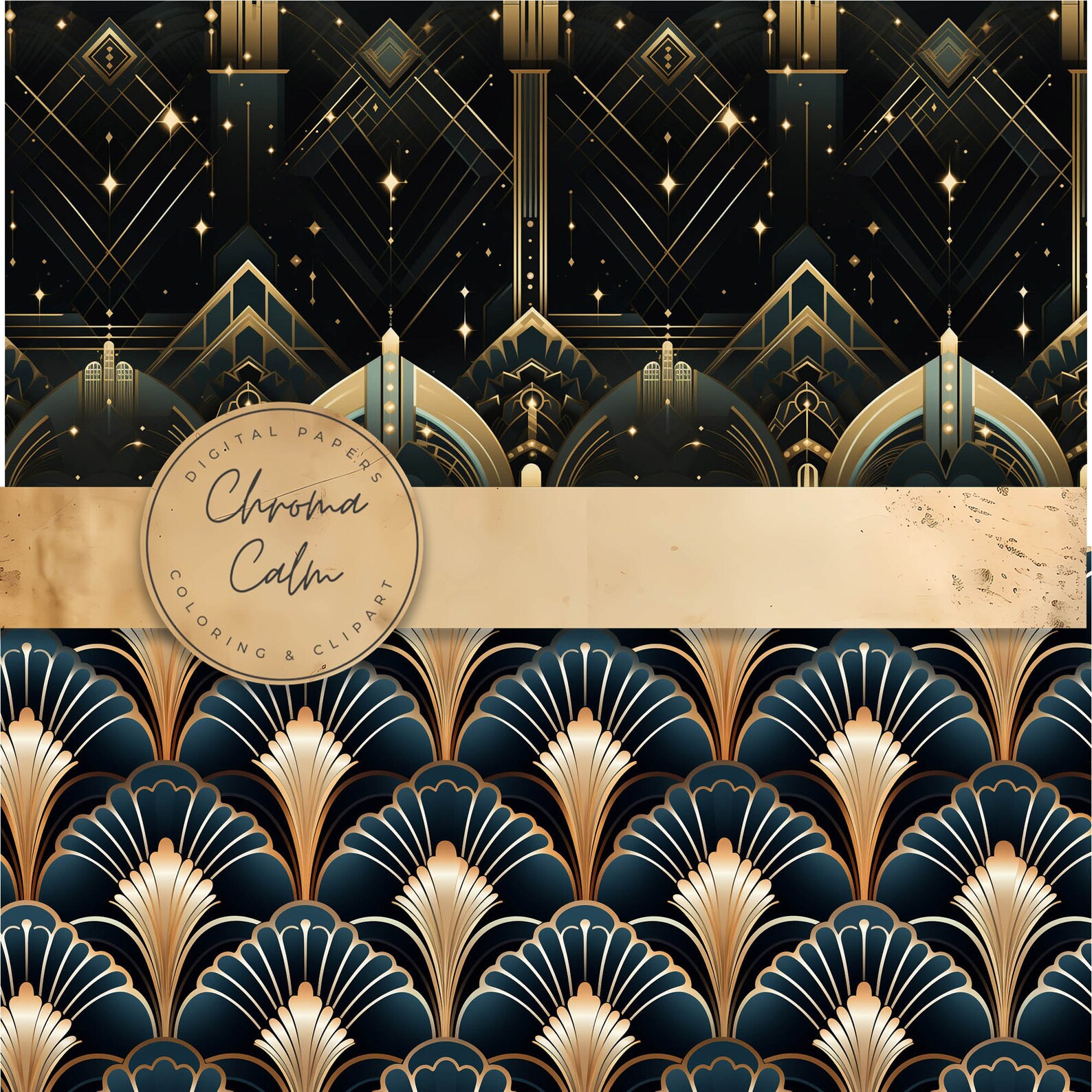 Art Deco Digital Paper Pack - Glamorous 1920s Vintage. Seamless ...