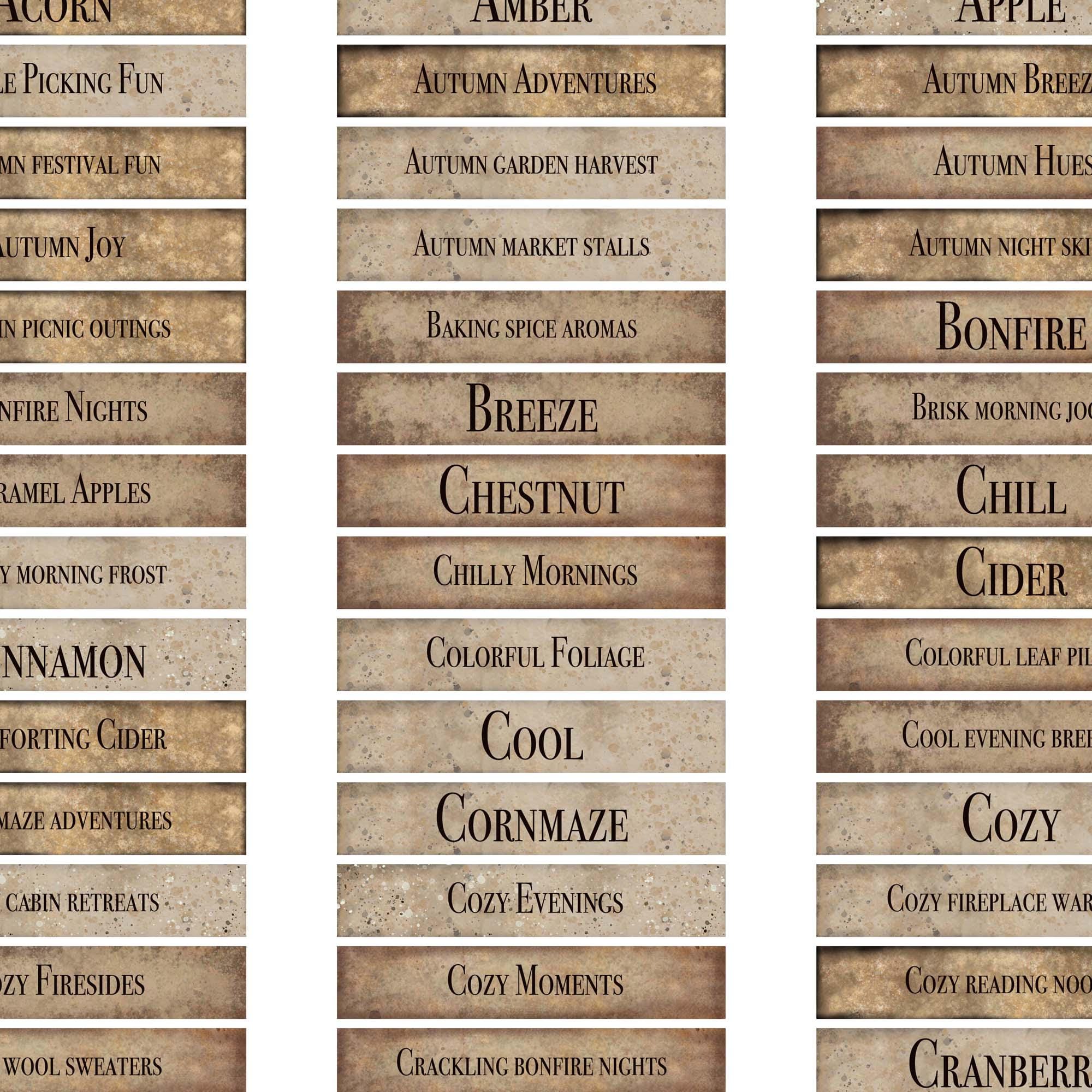 Sentiment Strips Autumn Junk Journal Words, Printable Rustic Labels for ...