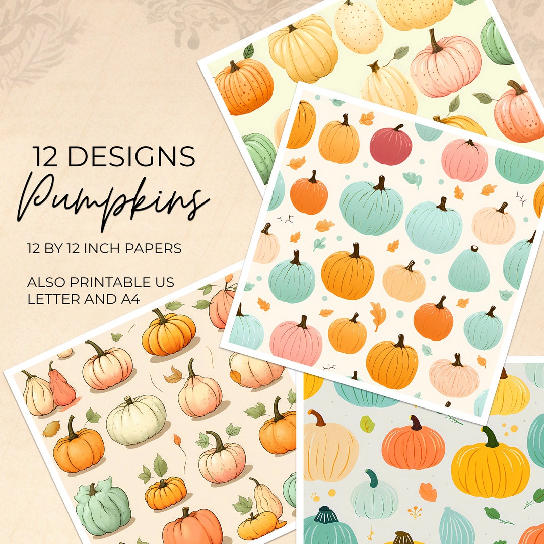 Pastel Pumpkin Digital Paper Seamless Pattern, Halloween Pattern ...