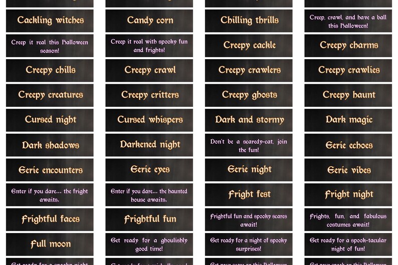 Halloween Junk Journal Words, Printable Spooky Labels for , Halloween ...