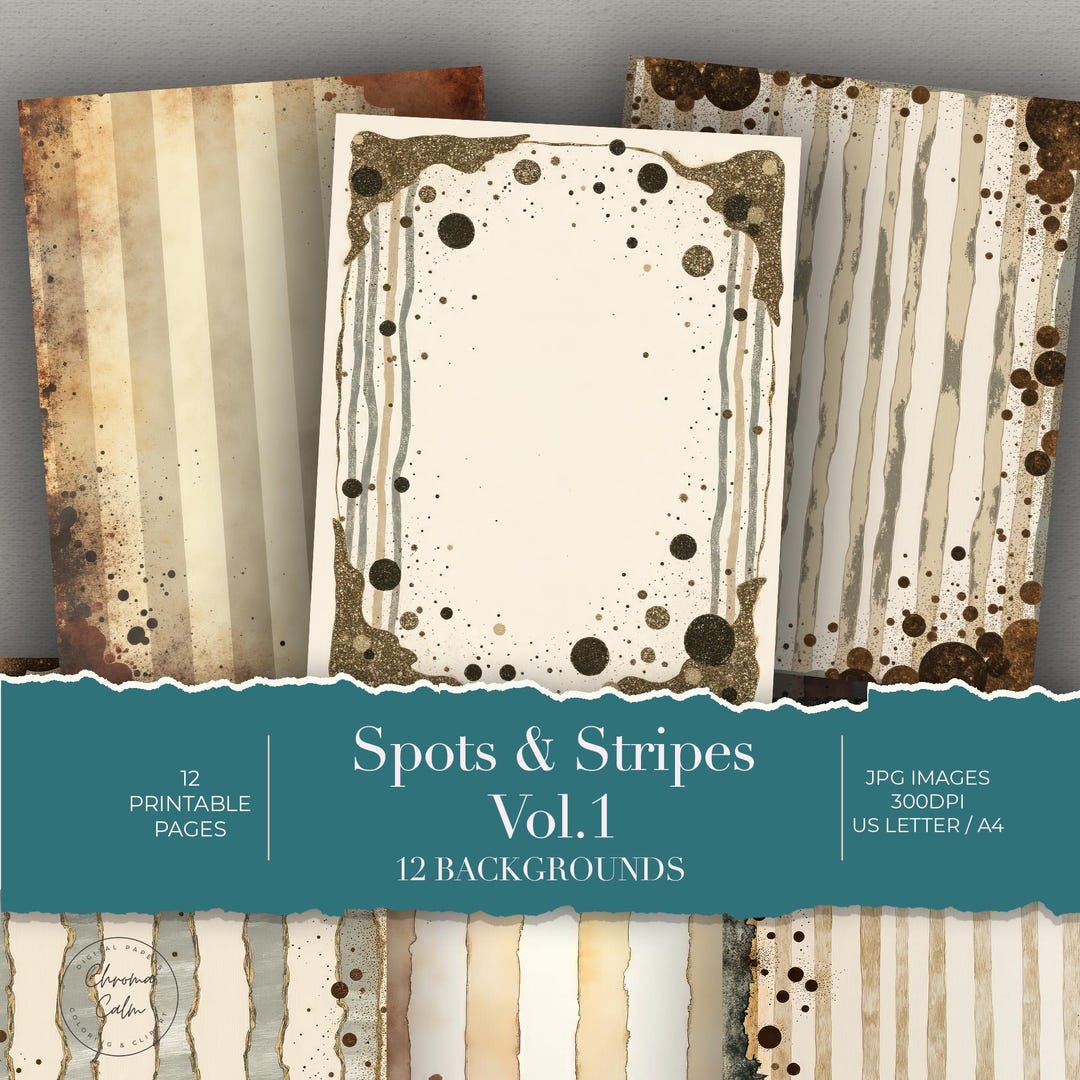 Earthy Striped & Splatters Digital Paper Pack – Textured Vertical ...