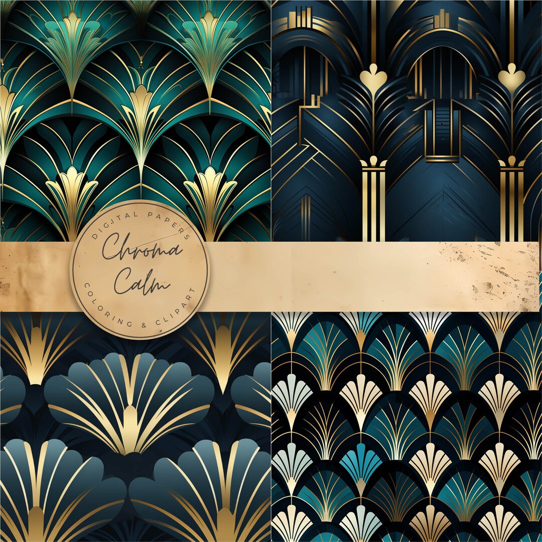 Art Deco Digital Paper Pack - Glamorous 1920s Vintage. Seamless ...