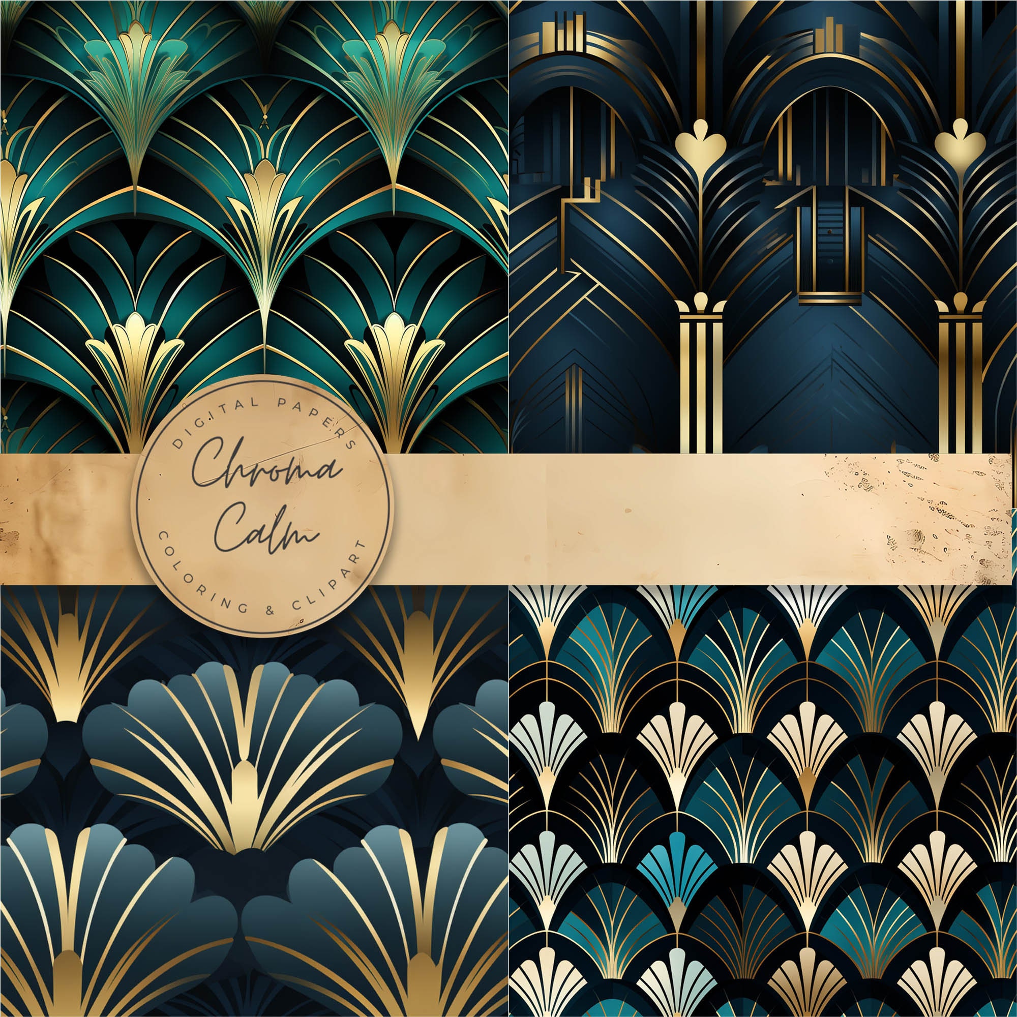Art Deco Digital Paper Pack - Glamorous 1920s Vintage. Seamless ...