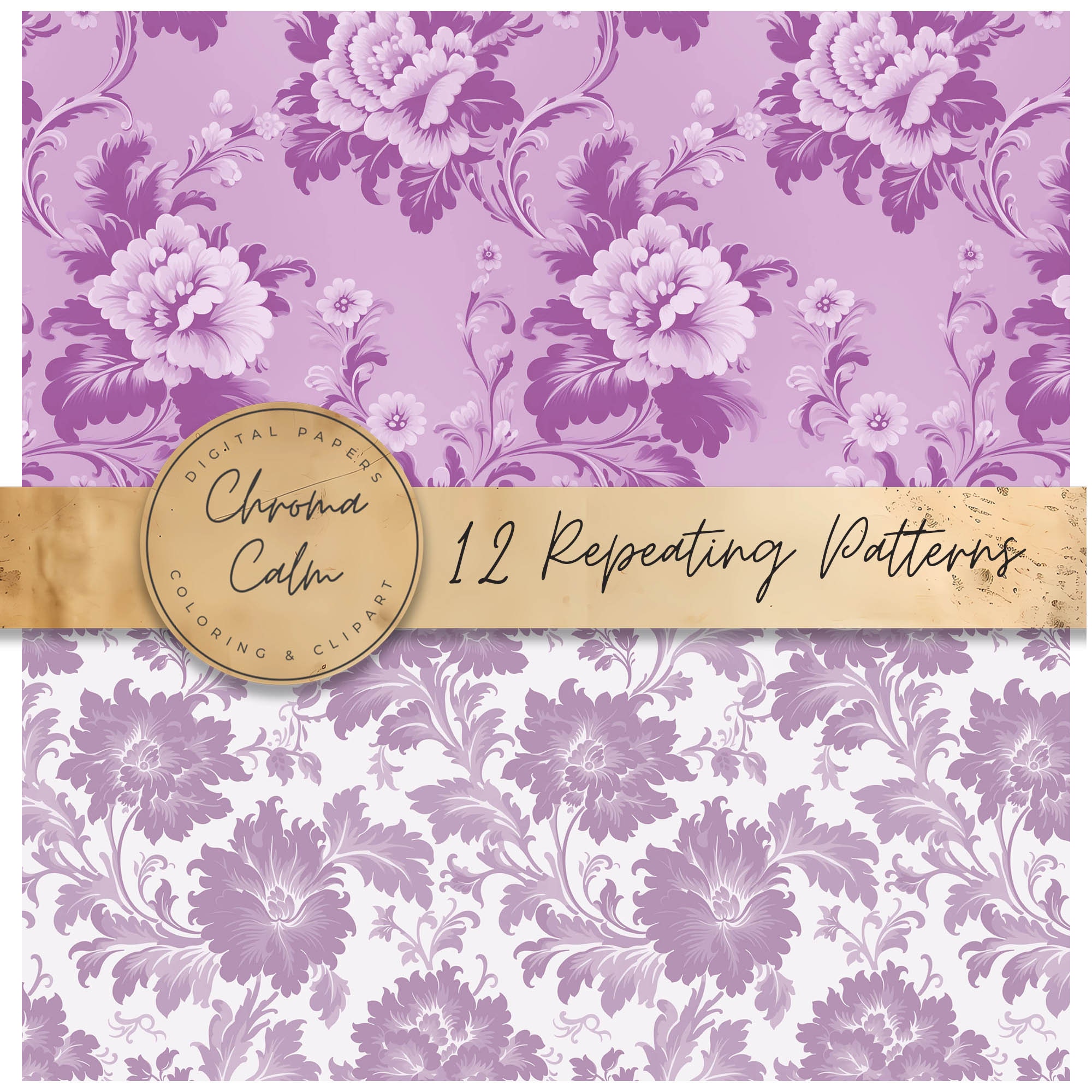 Pink Floral Digital Paper, Pink Purple Seamless Patterns, Commercial ...