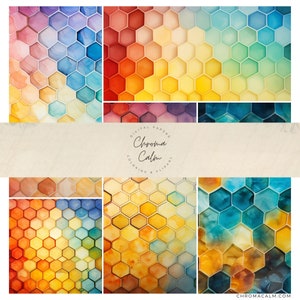 Watercolor Honeycomb Digital Paper Pack | Hexagon Backgrounds | 12x12 ...