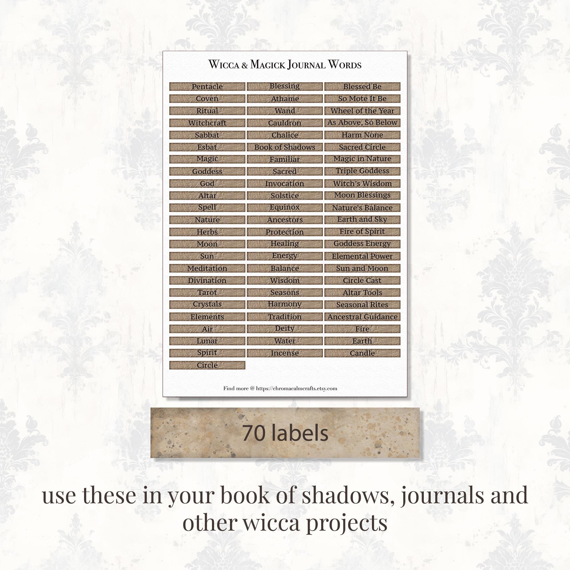 Witch Ephemera Printable, Witchy Words Labels, Wiccan Scrapbooking ...