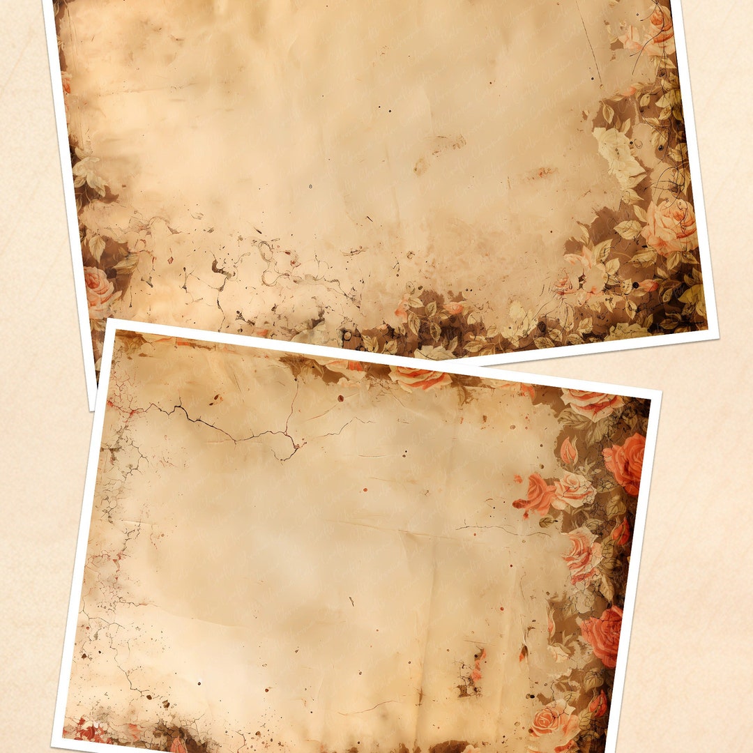 Vintage Rose Digital Journal - Printable Aged Paper Journal With Floral ...