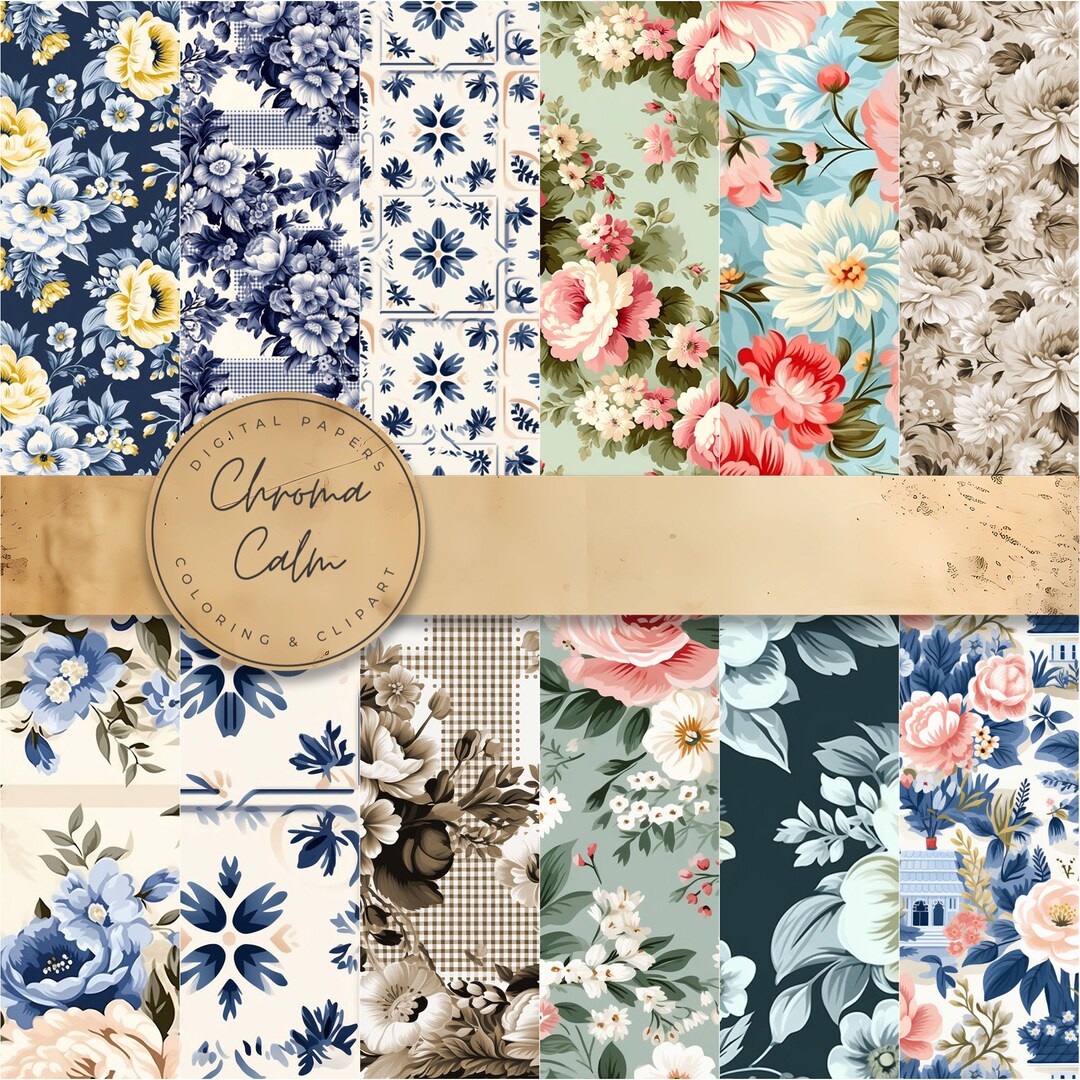 Cottagecore Seamless Pattern Pack - Digital Download, Vintage-inspired ...