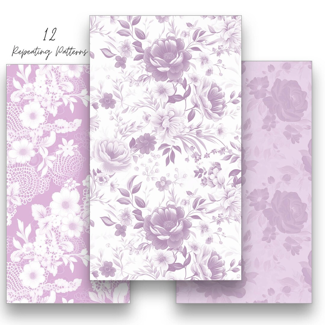 Pink Floral Digital Paper, Pink Purple Seamless Patterns, Commercial ...