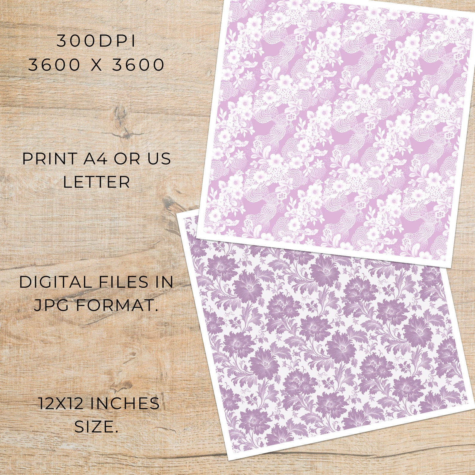 Pink Floral Digital Paper, Pink Purple Seamless Patterns, Commercial ...