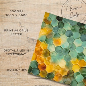 Watercolor Honeycomb Digital Paper Pack, Hexagon Background Paper ...