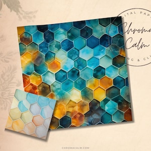 Watercolor Honeycomb Digital Paper Pack, Hexagon Background Paper ...
