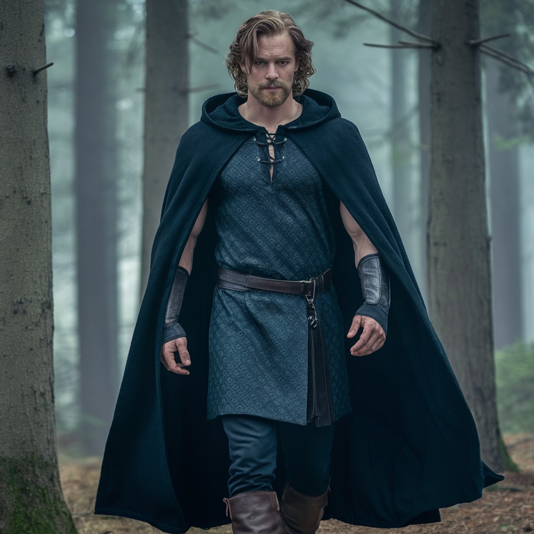 Medieval Renaissance Kings Cape, Witch Cloak With Hood, Kings Cloak ...