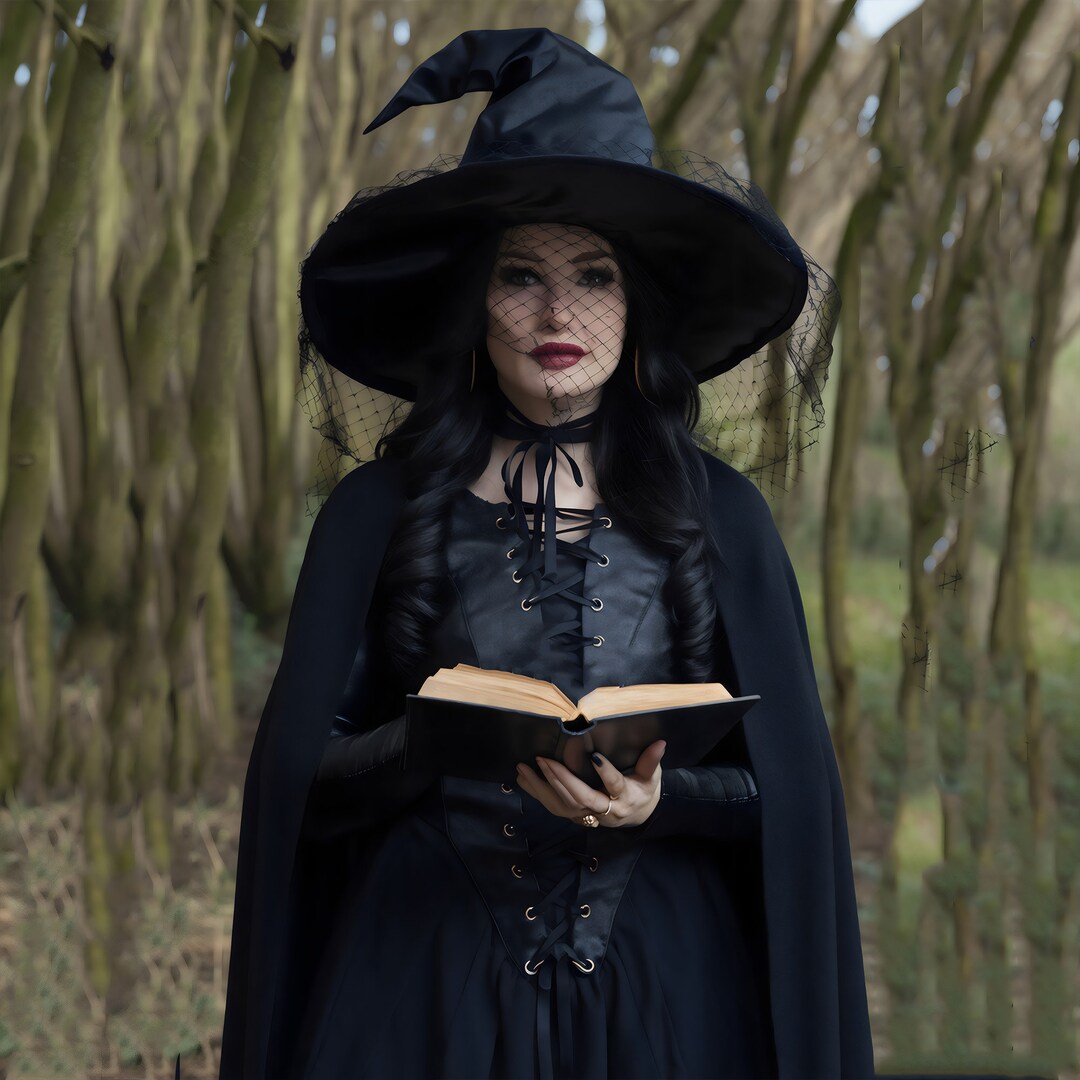 Unique Black Wizard Cape With Hat, Evil Queen Cape, Witch Costume Set ...