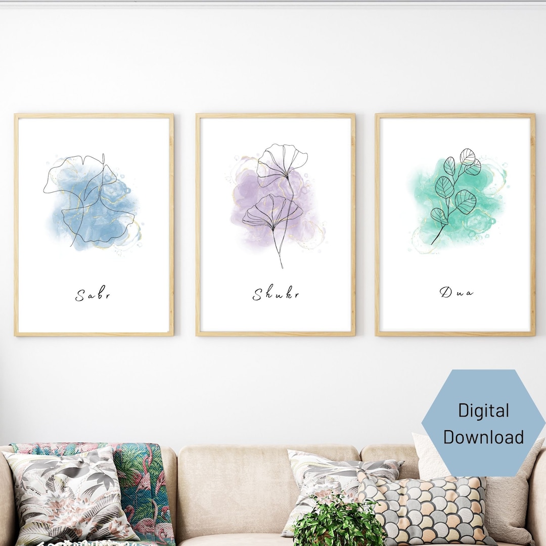 Printable Islamic Wall Art Set of 3 Home Decor Sabr Shukr - Etsy