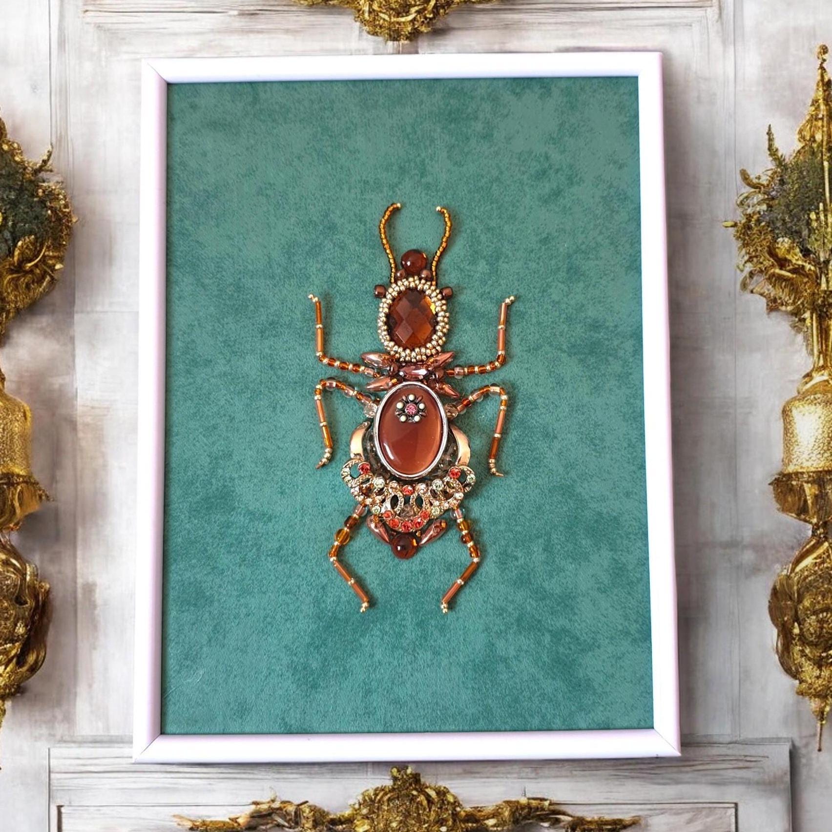 Bug Embroidery Jewelry Art 3D Framed Faux Insect Taxidermy Repurposed ...