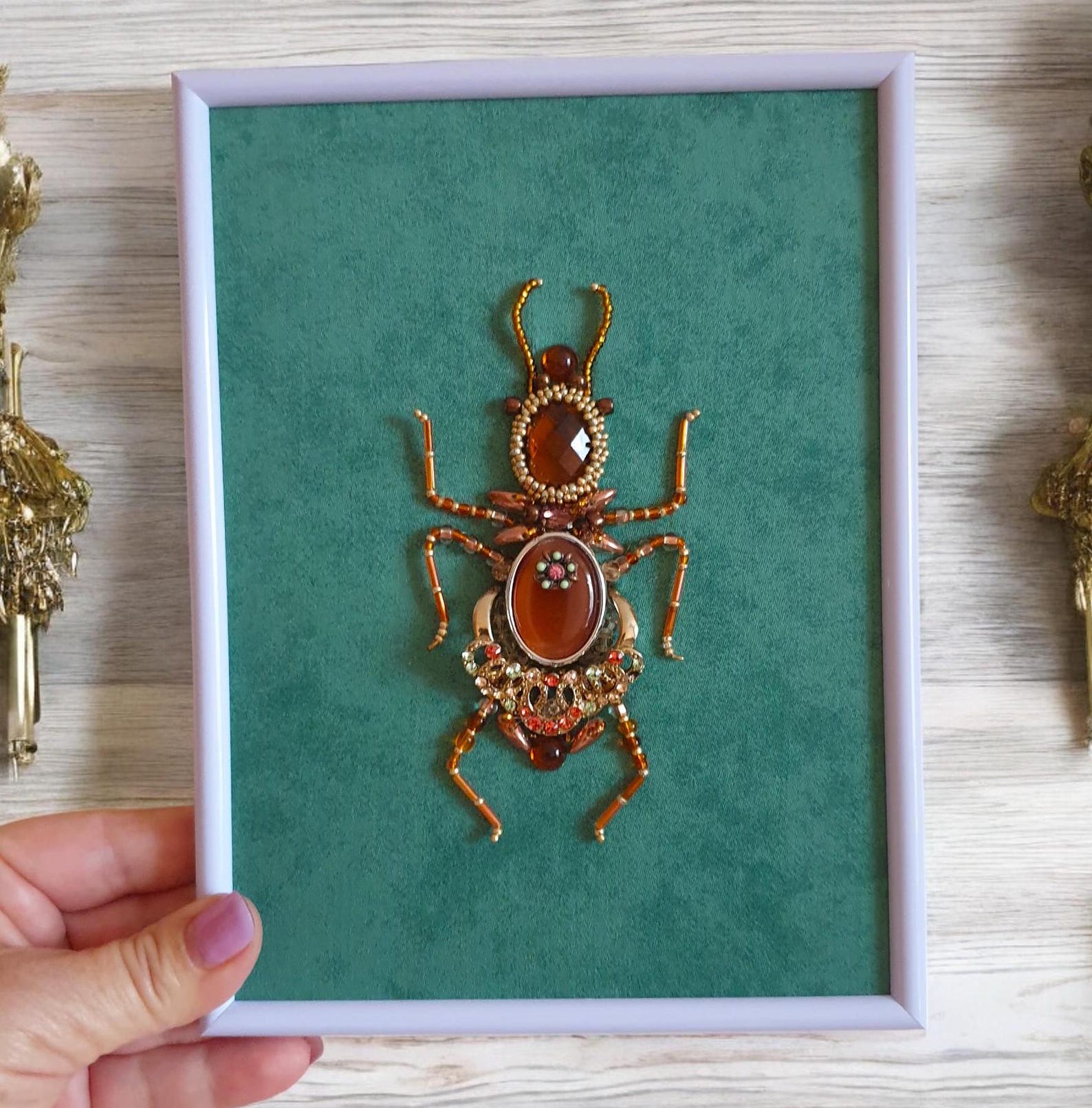 Bug Embroidery Jewelry Art 3D Framed Faux Insect Taxidermy Repurposed ...