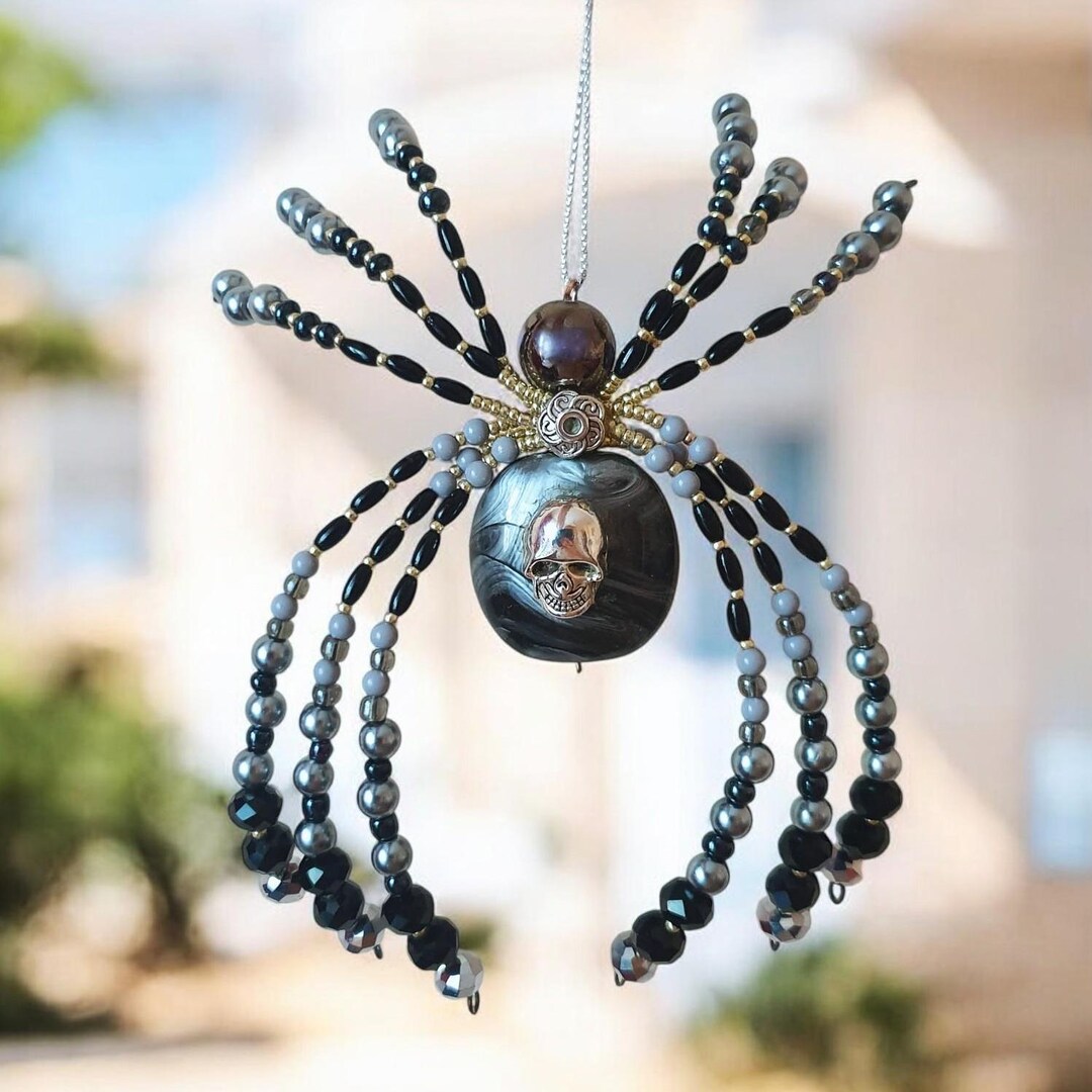 Goth Skull Spider сrystal Sun Catcher Wall Window Hanging Insect ...