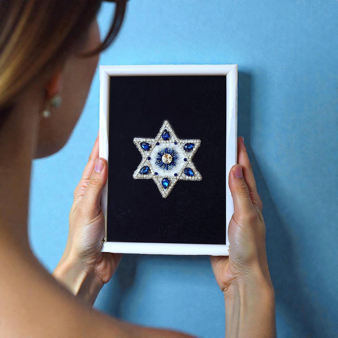 Star of David Judaica Wall Art Framed Jewish Religious Gift Crystal ...