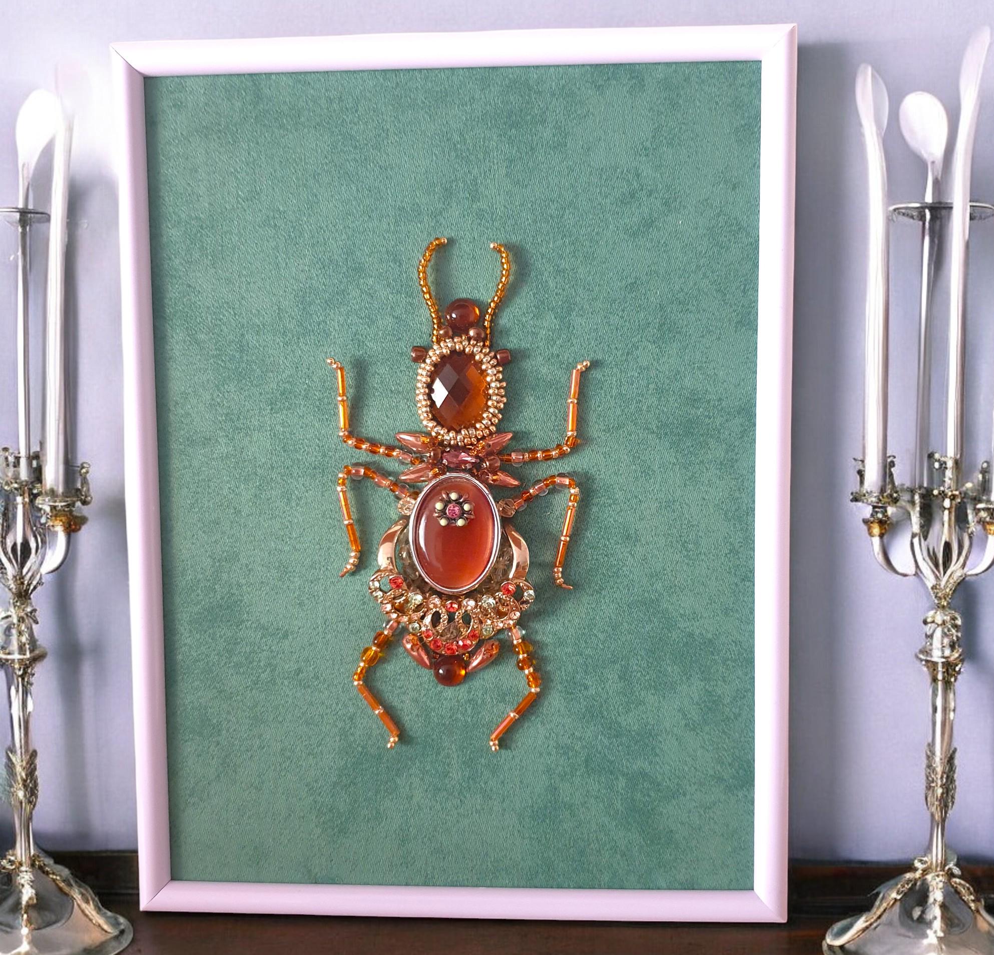 Bug Embroidery Jewelry Art 3D Framed Faux Insect Taxidermy Repurposed ...