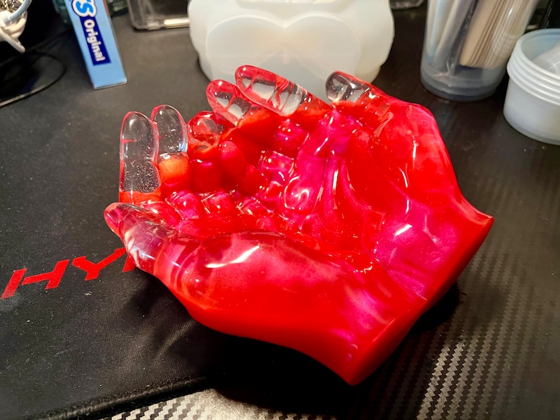 Red Epoxy Resin Open Hands Art - Etsy