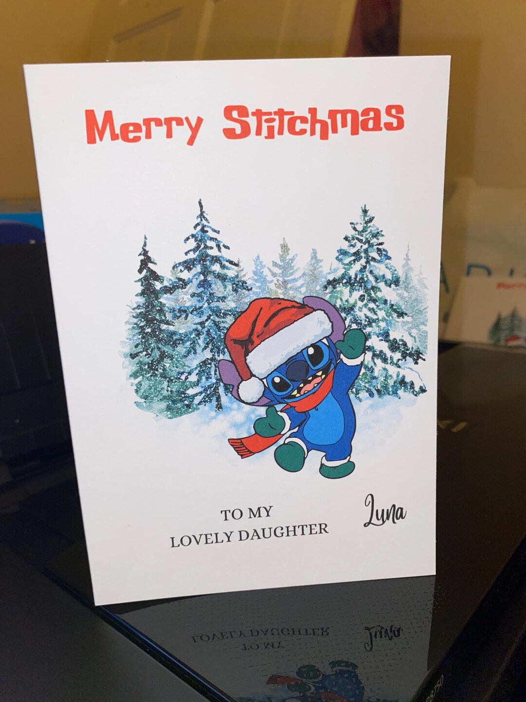 Personalised Christmas Cards for Kids, Merry Stitchmas Christmas Card ...