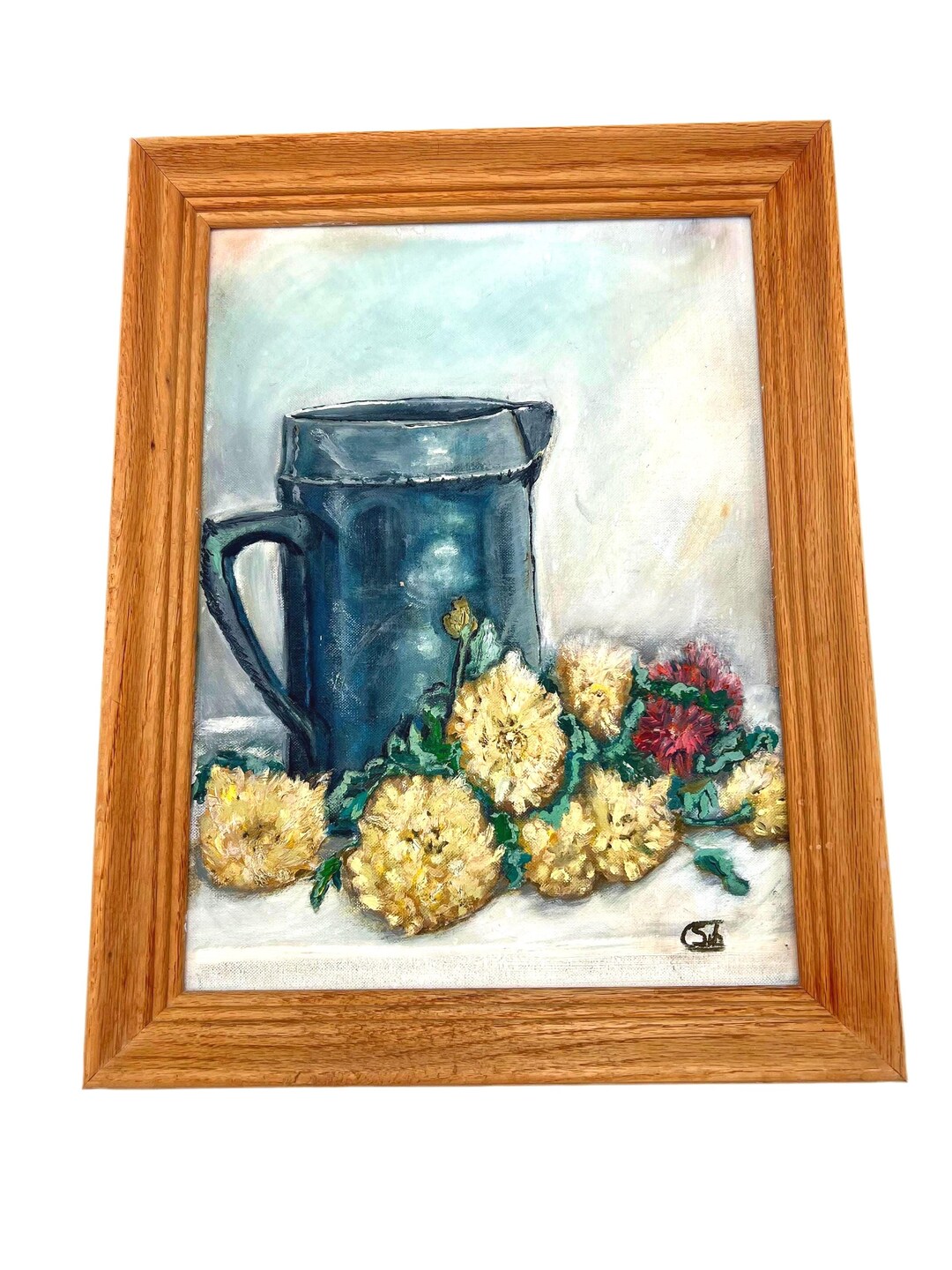 Original 1965 Still Life Oil Painting by Sybil Covington | Blue Jug ...