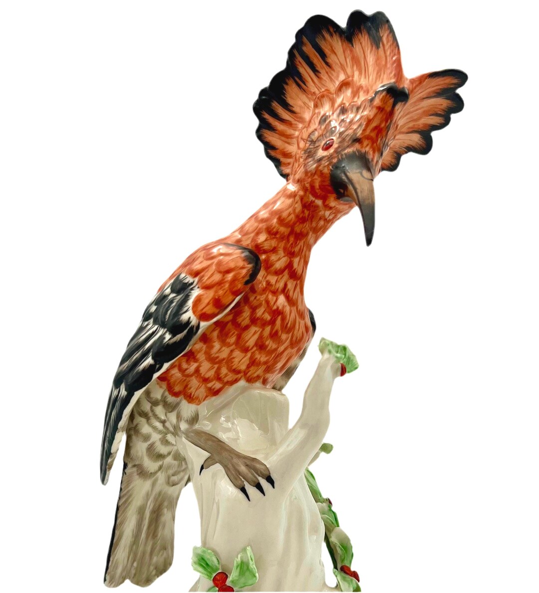 German Dresden-style Hoopoe Bird Porcelain Figurine, Exotic Bird on ...
