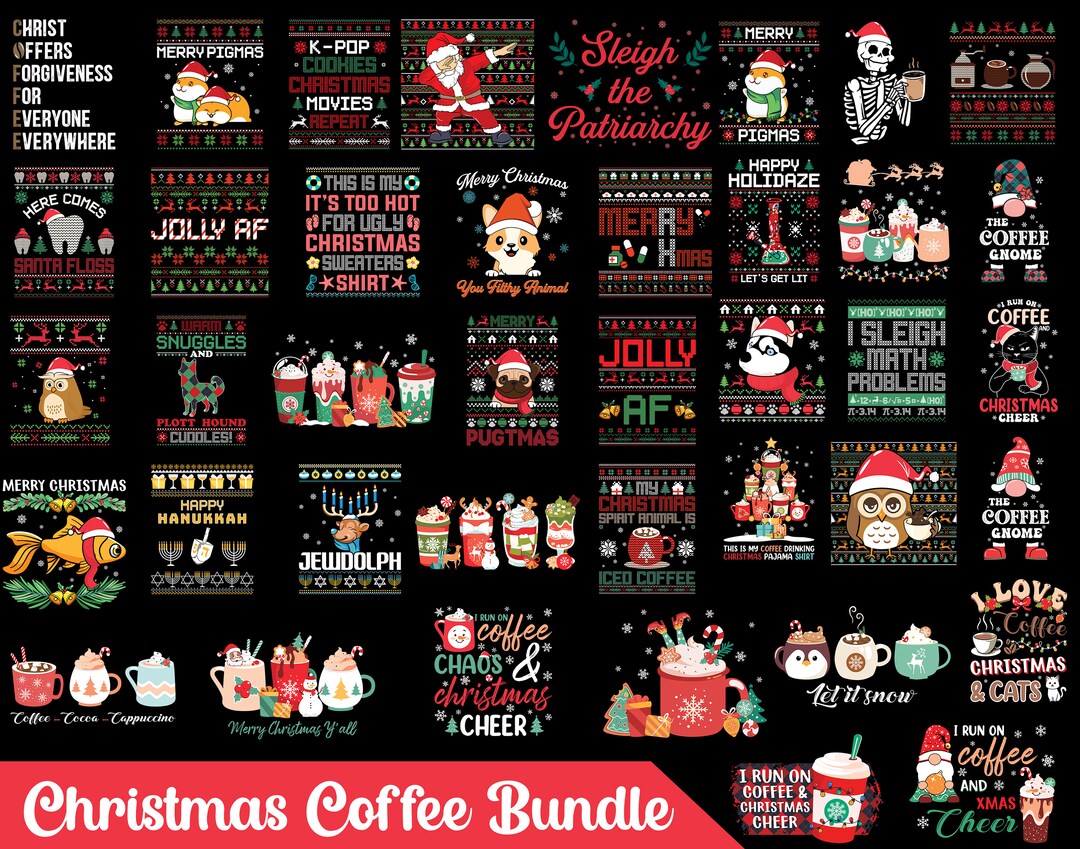 20 Files Christmas Coffee Cup Png Bundle Christmas Coffee - Etsy