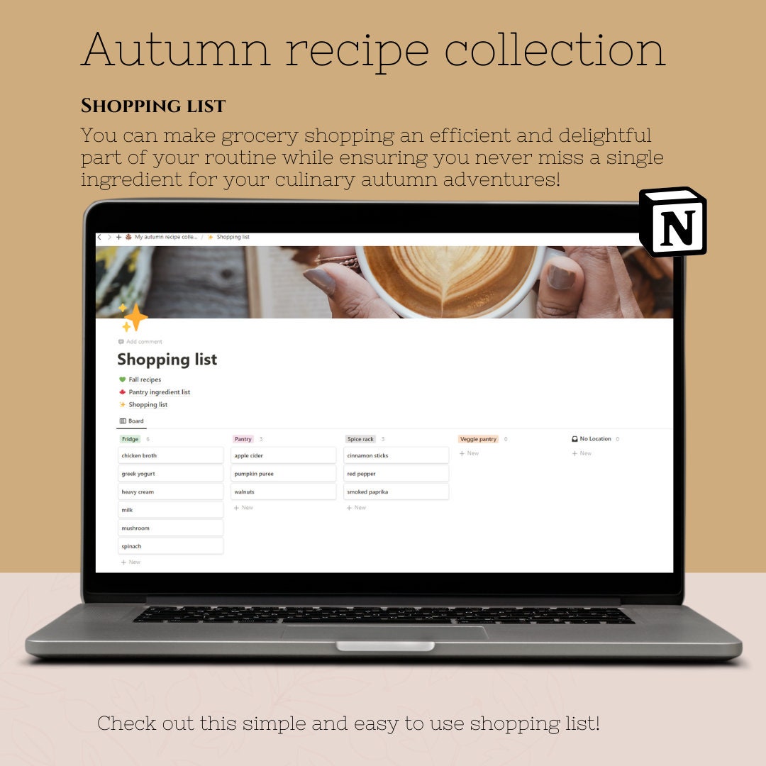 Notion Fall Recipe Collection Custom Digital Recipe Planner - Etsy