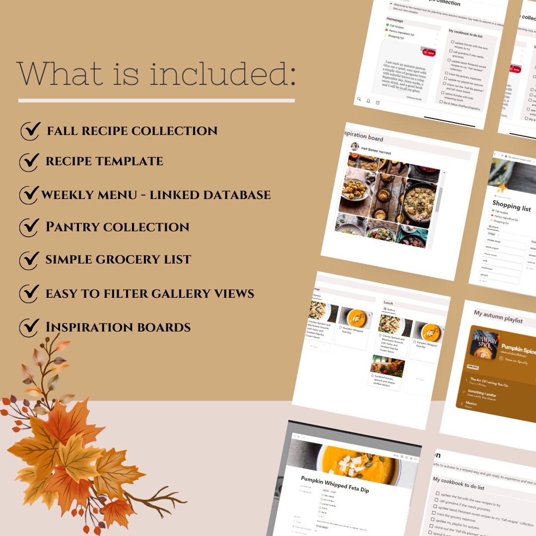 Notion Fall Recipe Collection Custom Digital Recipe Planner - Etsy