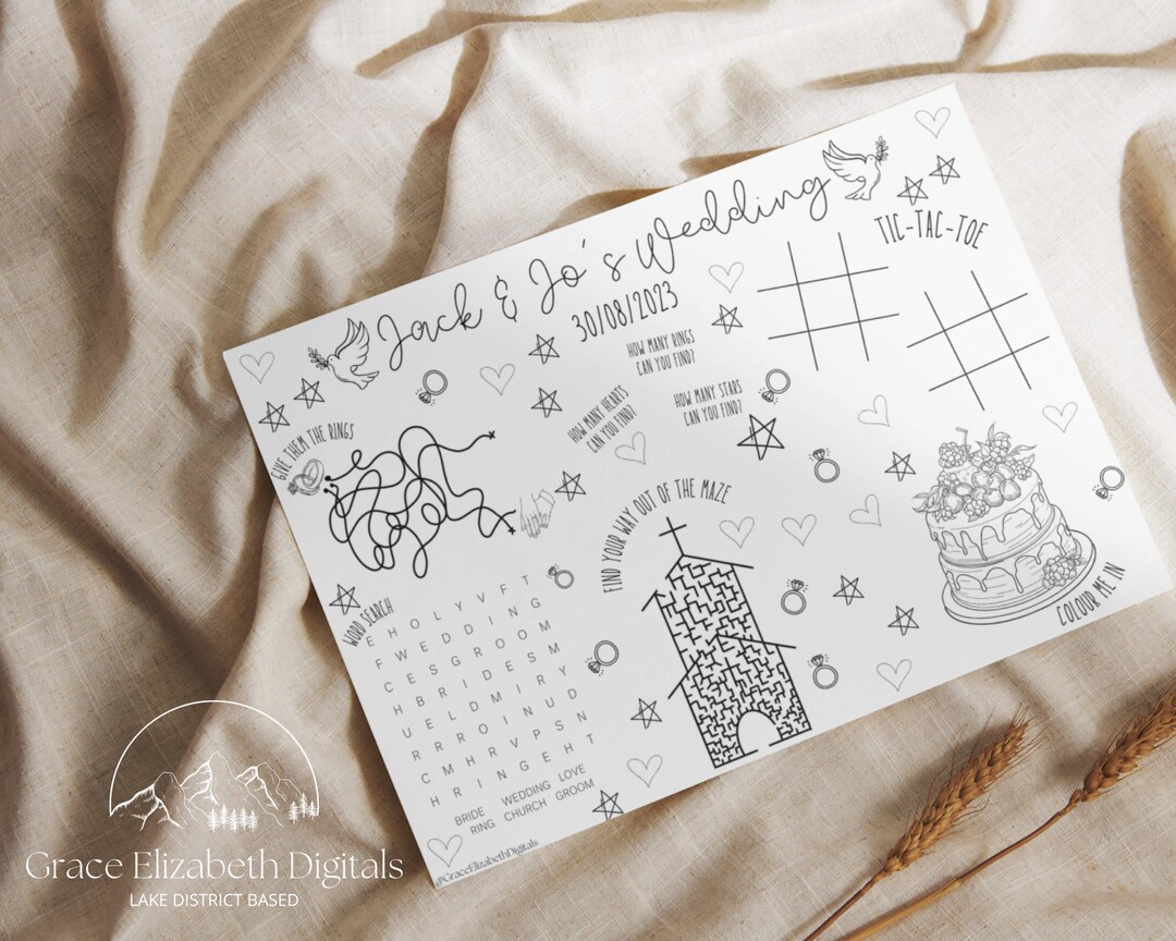 Personalised Wedding Activity Mat - Etsy