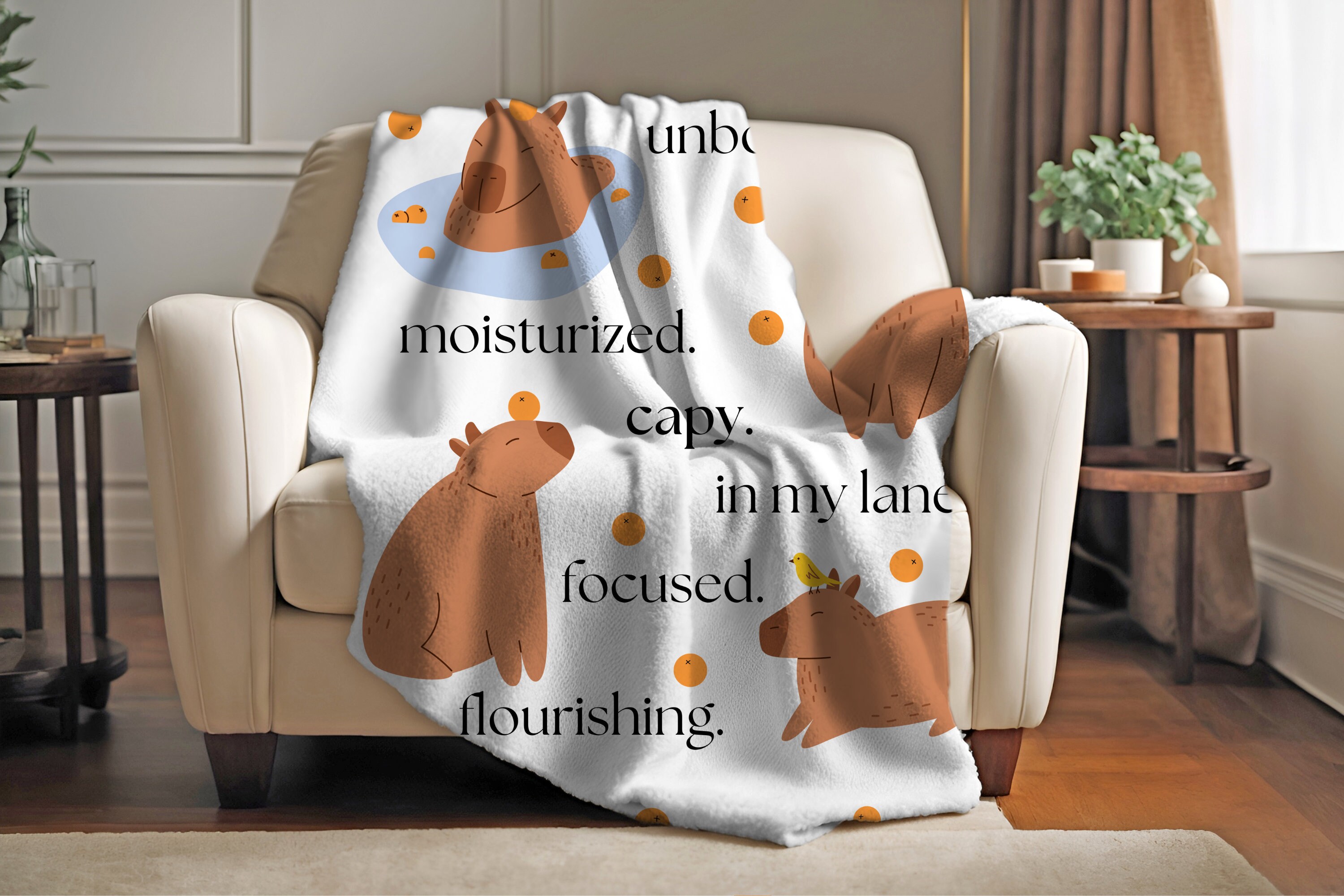 Unbothered Capybara Blanket and Pillow, Cute Capy Meme Blanket ...