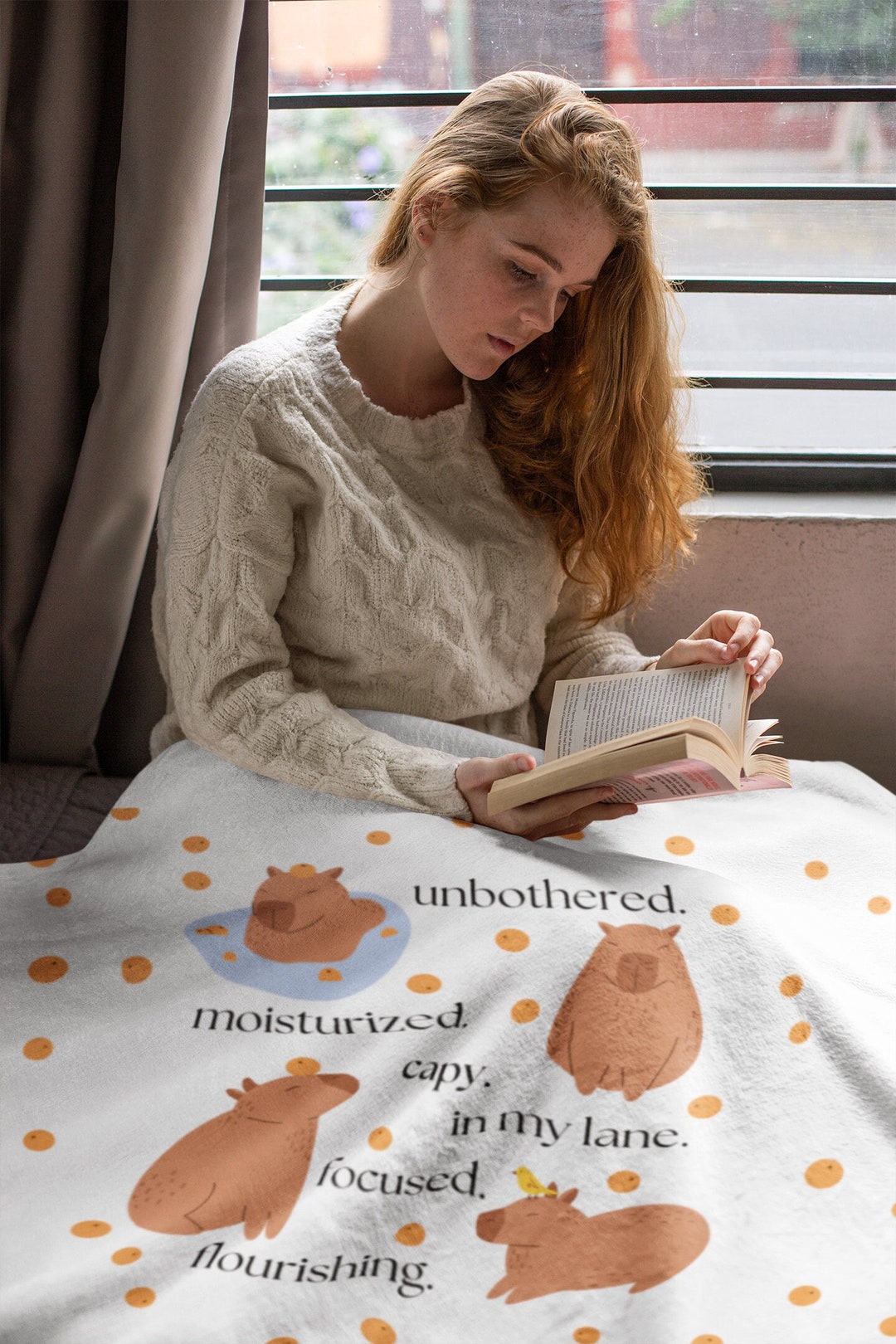 Unbothered Capybara Blanket and Pillow, Cute Capy Meme Blanket ...