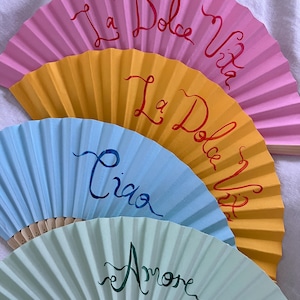 Personalised Coloured Paper Fans With Hand Lettering - Etsy